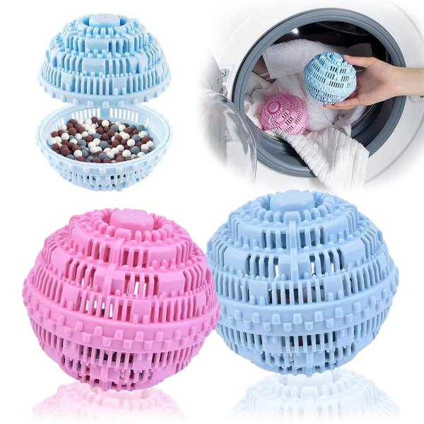 【強力洗浄の洗濯ボール】この洗濯ボールは、直径約10cm(最大径12cm)と大きめサイズで設計されています。衣類と接する面積が大きいため、洗濯中に衣類が絡まりにくく、傷みやシワの軽減に役立ちます。【優れた洗浄力】ランドリーボール内には、セラ...