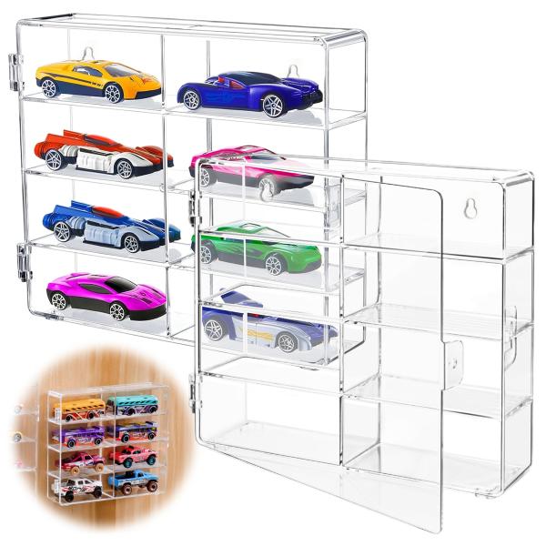 【トミカのコレクションに最適】この8マスのトミカケースは、最大で8台のミニカーを収納でき、ミニカーのコレクションを美しく整理できます。各マスは透明なので、収納したミニカーが一目でわかり、見せながら保管が可能です。【高透明度の素材を採用】スチ...