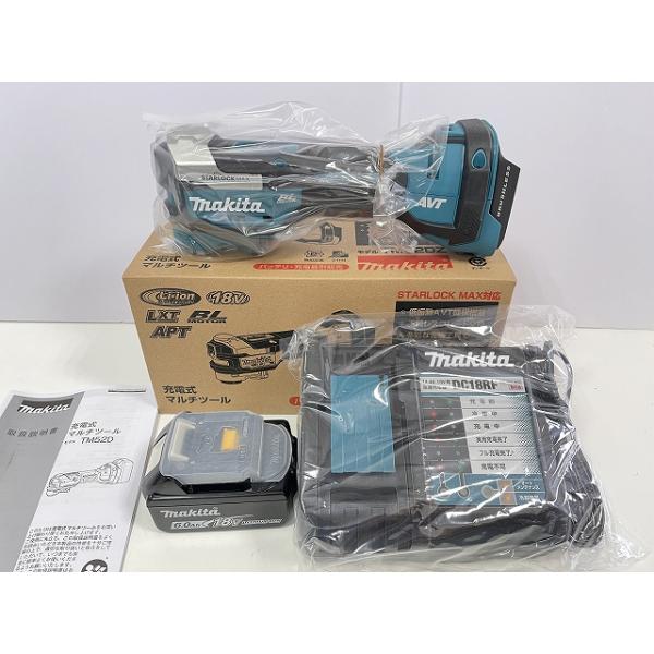 ■マキタ 18V マルチツール TM52DZ＋バッテリーBL1860B(1個)＋充電器DC18RF　ツールボックス＋付属品付き ★新品・未使用★マキタ純正 18V6.0Ah バッテリーBL1860B 1個、充電器DC18RF 1台付き★ST...