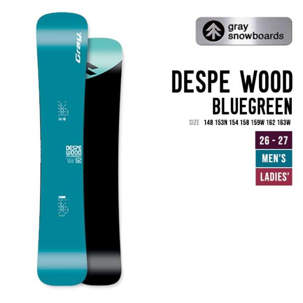 GRAY グレイ 26-27 DESPE WOOD BLUEGREEN デスペ ウッド スノーボード ハンマーヘッド 早期予約 フリーライド カービング 2026-2027 スノボ 複合サイドカーブ採用 サイズ 148 153N 154 1...