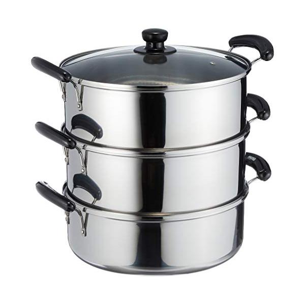 e)蒸し器シルバー/7.8 L 直径 29 cm/H-4693・Size:7.8 L 直径 29 cmStyle:e)蒸し器・パッケージ個数:1・サイズ(約):幅420×奥行320×高さ380mm・本体重量(約):4.1kg・材質:本体・目...