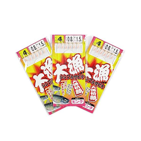 シンプルピンク/4/TF15・パッケージ個数:1・使用針:小アジ(金)・1セット内容:6本針 1組×3枚・サイズ:(針)4号、(ハリス)0.8号、(幹糸)1.5号・長さ:(エダス)3cm、(幹糸)間 20cm