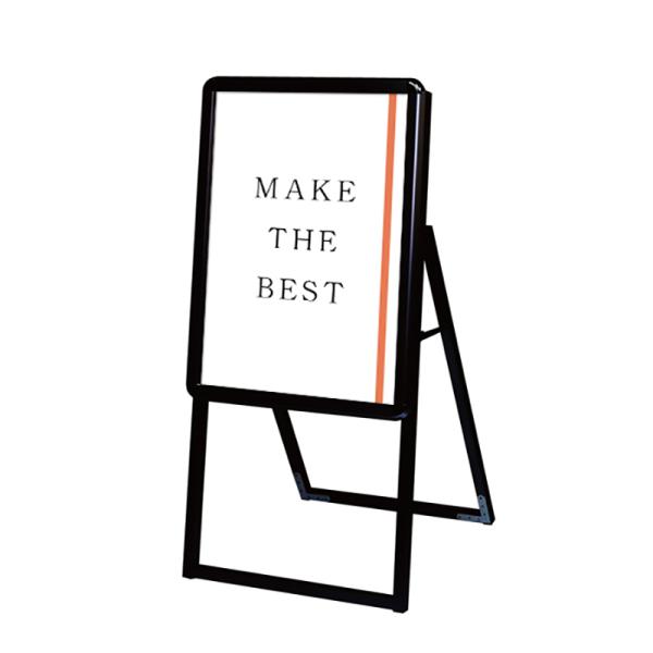 本体サイズ：横幅470×高さ980×奥行395mm重量：3.8kg本体カラー：ブラック対応ポスターサイズ：A2仕様：片面、屋外可「屋外用」の本体は雨などの水に濡れても大丈夫ですが、防水ではありません。パネルの隙間などから水が浸入する恐れがあ...