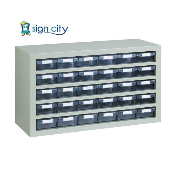 ●横型タイプの部品管理ケースです。●奥行が307mmなので、作業台に置いて使用しても、作業面が広く取れます。●間口(mm)：795●奥行(mm)：307●高さ(mm)：444●最大積載量(kg/台)：150●引出し：A-1 6列5段●引出し...