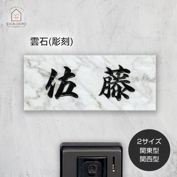 雲石の表札（戸建）DN/BDN-220ミリ厚の、ベーシックな石材表札です。サイズは関西型と関東型の二種類よりお選びください。■商品名：DN/BDN-2■材質：天然石(雲石)■文字加工：ブラスト彫刻■サイズ:関西型：約180×90×20（mm...