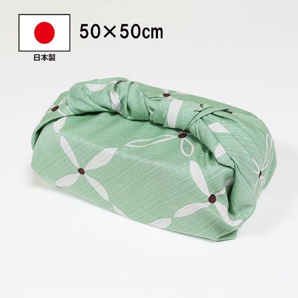 【商品名】小風呂敷　ハナビシ【素材】綿100%【サイズ】50cm×50cm【製造】日本製 made in japan美しい緑色の背景に白と茶色の幾何学模様が映えるデザインは、男女問わず、また年齢を問わずにご使用いただけます。洗濯機・水洗いO...