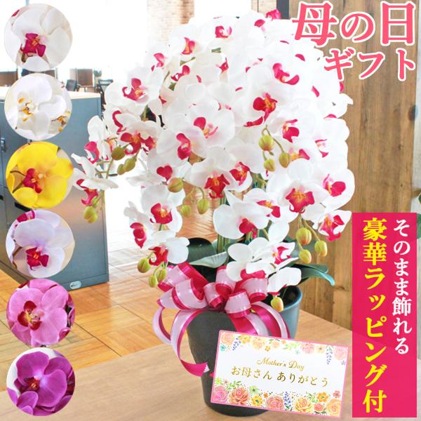 大人気の華やかなシルクフラワーの高級胡蝶蘭七本立ちの鉢植えを、 常滑産高級陶製花器に植えて送料無料でラッピングをしてお届けします！シルクフラワー(造花)は生花と違い、お手入れ・水やりの手間がいらず、生花やプリザーブドフラワーなどと比べて永く...