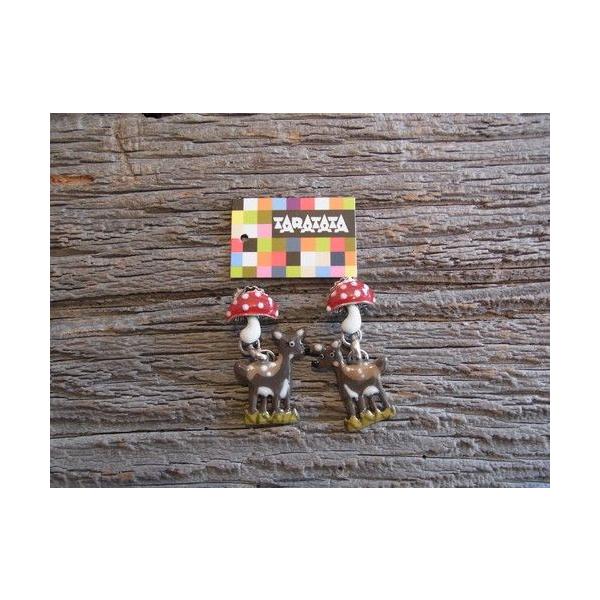 フランス人デザイナー　ベルナール、エレーヌ、そしてフィリップの3人が作りあげるTARATATAの世界。 何とも愛くるしくカラフルな色使いと遊び心一杯のデザインで個性的なBIJOUX。 「Loup y es-tu?シリーズ」ピアス キノコにぶ...