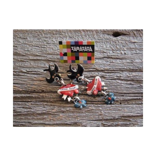 フランス人デザイナー　ベルナール、エレーヌ、そしてフィリップの3人が作りあげるTARATATAの世界。 何とも愛くるしくカラフルな色使いと遊び心一杯のデザインで個性的なBIJOUX。 「Lovely Sailorシリーズ」ピアス ツバメが矢...