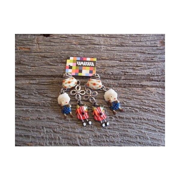 フランス人デザイナー　ベルナール、エレーヌ、そしてフィリップの3人が作りあげるTARATATAの世界。 何とも愛くるしくカラフルな色使いと遊び心一杯のデザインで個性的なBIJOUX。 「Marcelleシリーズ」ピアス 沢山の買い物をしたお...