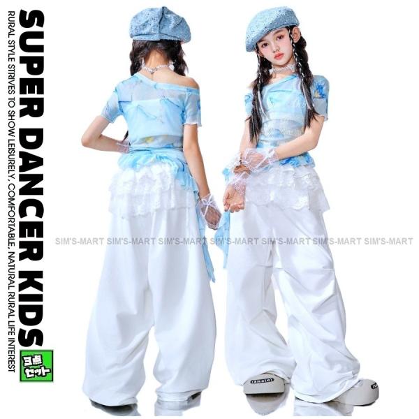 ・ななめ肩出しシースルーデザインが可愛いセットアップ！・ガールズチームにおすすめ☆・ダンスの発表会やダンスコンテストなど、チーム衣装に！＜素材＞【 ポリエステル 】※ストレッチなし※裏地なし※ウエストゴム※パンツ両サイドポケットあり●納期の...