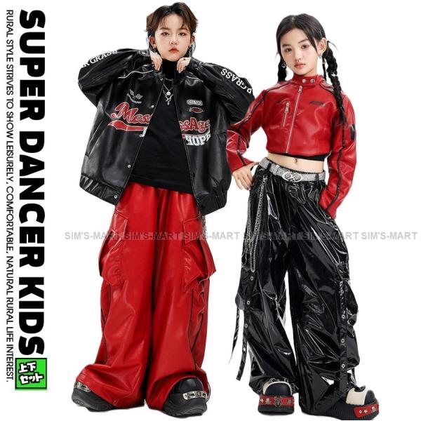 ・クールでかっこいいレザー素材のジャケットパンツ！・ダンスチームの衣装としてや普段使いにもおしゃれでおすすめ!!・豊富なサイズ展開でチームで揃えやすい！＜素材＞【 ポリエステル 】※ストレッチなし※裏地なし※ウエスト：ゴム●こちらご注文受注...
