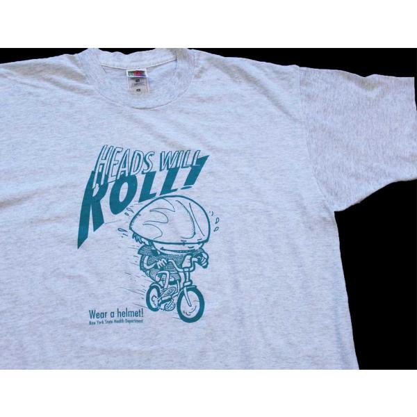 90s〜【FRUIT OF THE LOOM】のTシャツです。MADE IN USAWear a helmet! New York State Health Departmentの表記あり袖、裾ともにシングルステッチカラー：杢ライトグレー素...