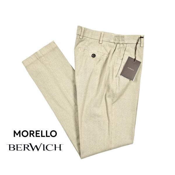 ブランド：BERWICH / ベルウィッチベルウィッチ BERWICH MORELLO モレロ スラックス ノータック チノ パンツ 秋冬 メンズ コットン 千鳥格子 チェック ベージュ MADE IN ITALY サイズ：【46】【48】...