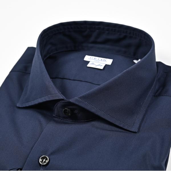 ブランド：ORIAN / オリアンオリアン ORIAN SLIM FIT シャツ ホリゾンタルカラー 長袖 オールシーズン メンズ コットン 100%  ダークネイビー イタリア ブランド サイズ： 【38】【39】【40】【41】【42】...