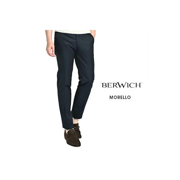 ブランド：BERWICH / ベルウィッチベルウィッチ BERWICH TASCAMERICA MORELLO スラックス ノータック パンツ オールシーズン メンズ コットン 100% ネイビー イタリア ブランド MADE IN ITA...