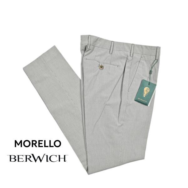ブランド：BERWICH / ベルウィッチベルウィッチ BERWICH MORELLO スラックス ノータック パンツ 春夏 メンズ コットン リヨセル チェック グレー イタリア ブランド MADE IN ITALY br>サイズ：...