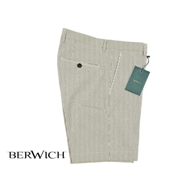 ブランド：BERWICH / ベルウィッチベルウィッチ BERWICH BERMUDA バミューダショーツ ノータック ストレッチ ハーフパンツ ショートパンツ 春夏 メンズ コットン ストライプ ホワイト イタリア ブランド MADE I...