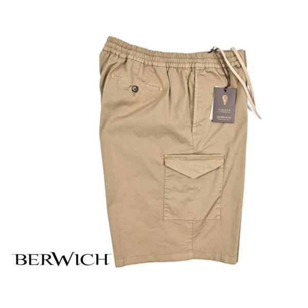 ブランド：BERWICH / ベルウィッチベルウィッチ BERWICH VISSUTO BERMUDA バミューダショーツ ノータック ストレッチ ハーフパンツ ショートパンツ 春夏 メンズ コットン ベージュ イタリア ブランド MADE...