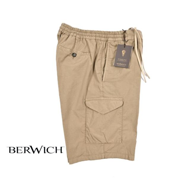 ブランド：BERWICH / ベルウィッチベルウィッチ BERWICH VISSUTO BERMUDA バミューダショーツ ノータック ストレッチ ハーフパンツ ショートパンツ 春夏 メンズ コットン ベージュ イタリア ブランド MADE...