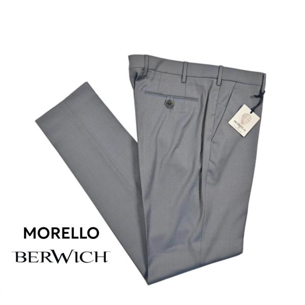 ブランド：BERWICH / ベルウィッチベルウィッチ BERWICH MORELLO モレロ サマーウールスラックス ノータック パンツ 春夏 メンズ ヴァージンウール 100% ナチュラルストレッチ ソラーロ ブルーグレー イタリア ブ...