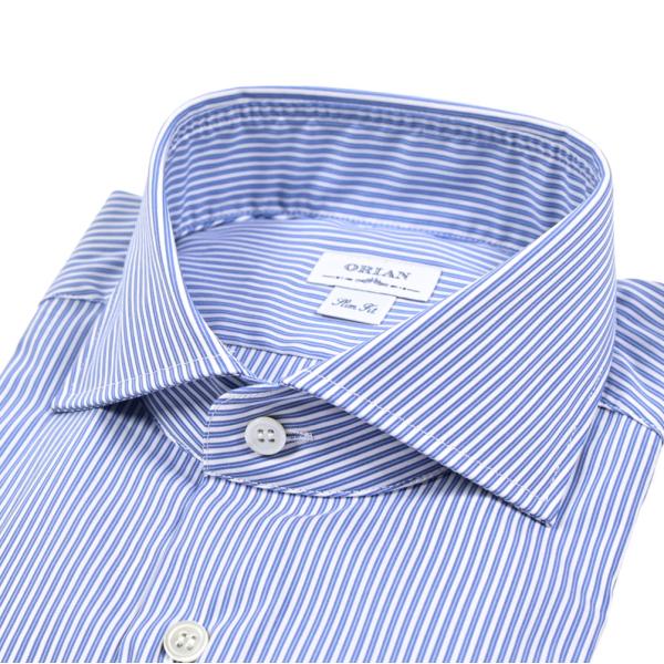 ブランド：ORIAN / オリアンオリアン ORIAN 【2025-26年 秋冬新作】 Slim Fit スリムフィット ドレスシャツ ワイシャツ ホリゾンタルカラー 長袖 オールシーズン メンズ ストレッチ コットン ポリアミド ストライ...
