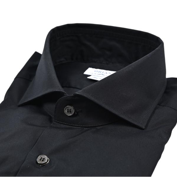 ブランド：ORIAN / オリアンオリアン ORIAN 【2025-26年 秋冬新作】 SLIM FIT シャツ ホリゾンタルカラー 長袖 春夏 秋 3シーズン コットン ブラック イタリア ブランド サイズ： 【38】【39】【40】【4...