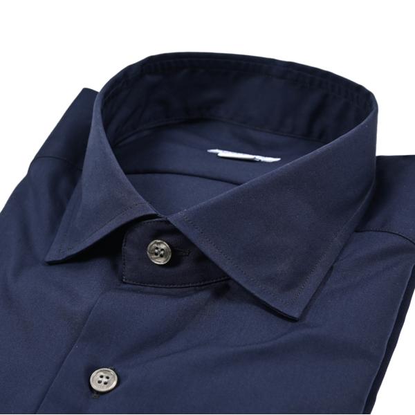 ブランド：ORIAN / オリアンオリアン ORIAN 【2025-26年 秋冬新作】 Slim Fit スリムフィット ドレスシャツ ホリゾンタルカラー 長袖 オールシーズン メンズ コットン 100% ネイビー イタリア ブランド サイ...