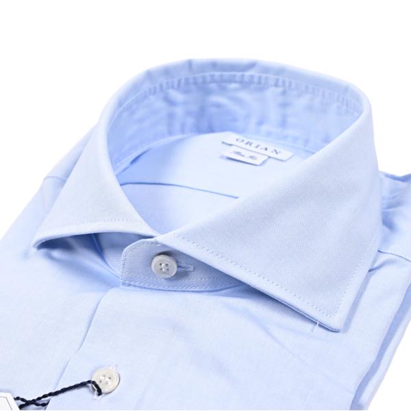 ブランド：ORIAN / オリアンオリアン ORIAN Slim Fit スリムフィット ドレスシャツ ホリゾンタルカラー 長袖 オールシーズン メンズ コットン 100% ブルー イタリア ブランド サイズ： 【39】【40】【41】【4...