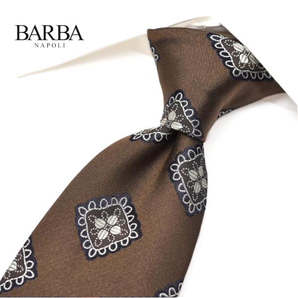 ブランド：BARBA / バルババルバ BARBA ネクタイ セッテピエゲ メンズ シルク 100% 小紋柄 ブラウン イタリア ブランド HAND MADE IN ITALY ビジネス ギフト プレゼント ラッピング無料 サイズ：【大剣幅...
