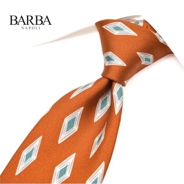 ブランド：BARBA / バルババルバ BARBA ネクタイ メンズ セッテピエゲ オールシーズン ハンドメイド シルク 100% 小紋柄 オレンジ イタリア ブランド MADE IN ITALY ビジネス ギフト プレゼント ラッピング無...