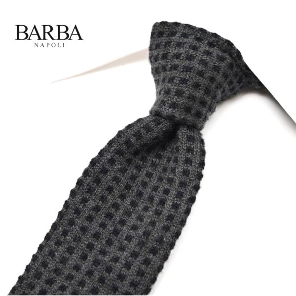 ブランド：BARBA / バルババルバ BARBA ネクタイ ナロータイ ニットタイ スクエア 秋冬 メンズ シルク カシミヤ チェック グレー イタリア ブランド MADE IN ITALY ビジネス ギフト プレゼント ラッピング無料 ...