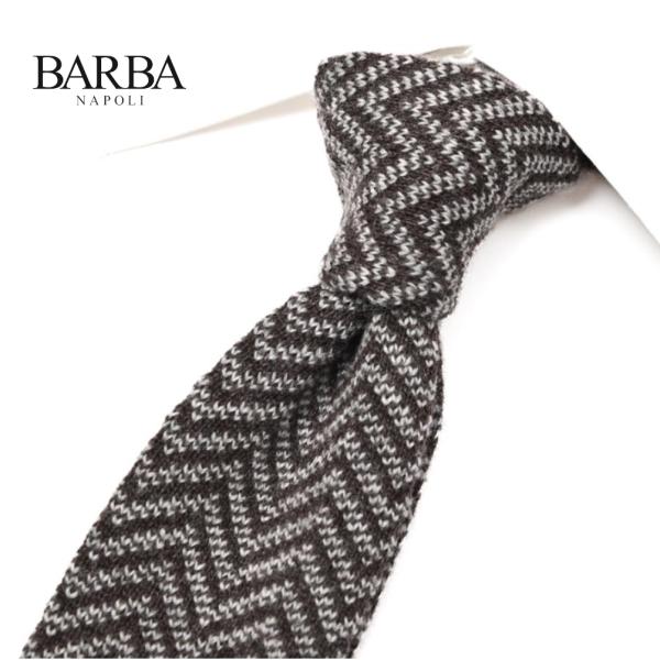 ブランド：BARBA / バルババルバ BARBA ネクタイ ニットタイ メンズ cucito a mano 手縫い仕立て ウール カシミヤ ヘリンボーン ブラウン イタリア ブランド MADE IN ITALY ビジネス ギフト プレゼン...