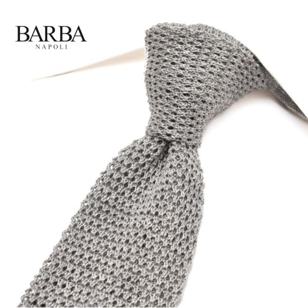 ブランド：BARBA / バルババルバ BARBA ネクタイ ニットタイ メンズ cucito a mano 手縫い仕立て コットン リネン グレー イタリア ブランド MADE IN ITALY ビジネス ギフト プレゼント ラッピング無...