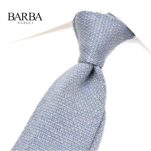 ブランド：BARBA / バルババルバ BARBA ネクタイ ニットタイ メンズ cucito a mano 手縫い仕立て シルク カシミヤ ライトブルー イタリア ブランド MADE IN ITALY ビジネス ギフト プレゼント ラッピ...