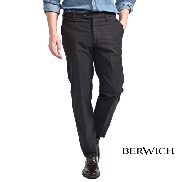 ブランド：BERWICH / ベルウィッチベルウィッチ BERWICH INT FF スラックス ノータック ストレッチ パンツ 春夏 秋 3シーズン メンズ コットン ダークグレー イタリア ブランド MADE IN ITALY サイズ：...