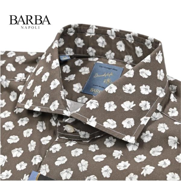 ブランド：BARBA / バルババルバ BARBA 【2026年 春夏新作】 ドレスシャツ ワイシャツ ホリゾンタルカラー 長袖 メンズ コットン 100% 総柄 ブラウンイタリア ブランド サイズ：【39】国内参考価格：37,000円（税...