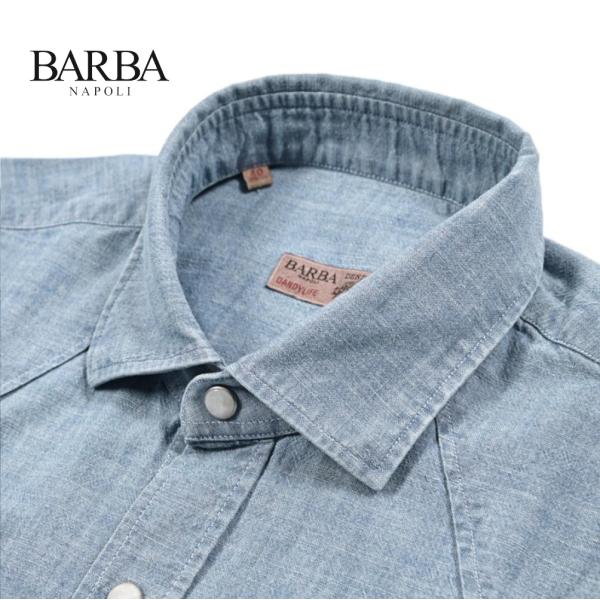 ブランド：BARBA / バルババルバ BARBA 【2026年 春夏新作】 デニムシャツ ホリゾンタルカラー 長袖 オールシーズン メンズ コットン 100% ライトブルーイタリア ブランド サイズ： 【40】【41】国内参考価格：37,...