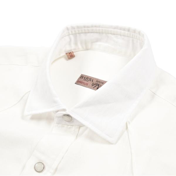 ブランド：BARBA / バルババルバ BARBA DANDYLIFEデニムシャツ ホリゾンタルカラー 長袖 オールシーズン メンズ コットン リネン ホワイトイタリア ブランド サイズ：【41】国内参考価格：37,000円（税抜）原産国：...
