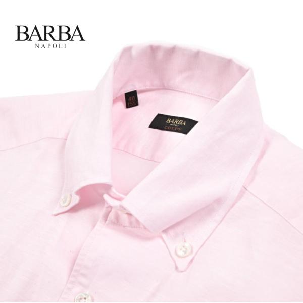 ブランド：BARBA / バルババルバ BARBA CULTO 麻混 ドレスシャツ カジュアルシャツ ボタンダウン 長袖 メンズ コットン リネン ピンク イタリア ブランド MADE IN ITALY サイズ：【40】国内参考価格：40,...