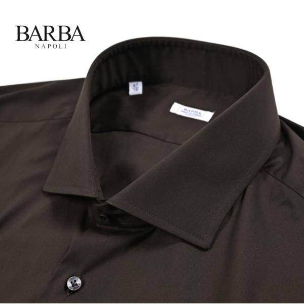 ブランド：BARBA / バルババルバ BARBA ドレスシャツ ワイドカラー ストレッチ 長袖 オールシーズン メンズ コットン ポリアミド ダークブラウン イタリア ブランド MADE IN ITALY サイズ： 【47】国内参考価格：...