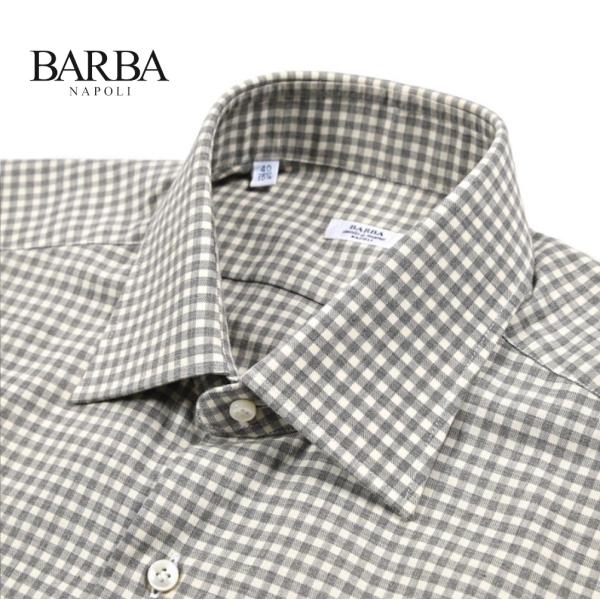 ブランド：BARBA / バルババルバ BARBA ドレスシャツ ワイドカラー 長袖 オールシーズン メンズ コットン 100% ギンガムチェック グレー イタリア ブランド MADE IN ITALY サイズ： 【40】国内参考価格：40...