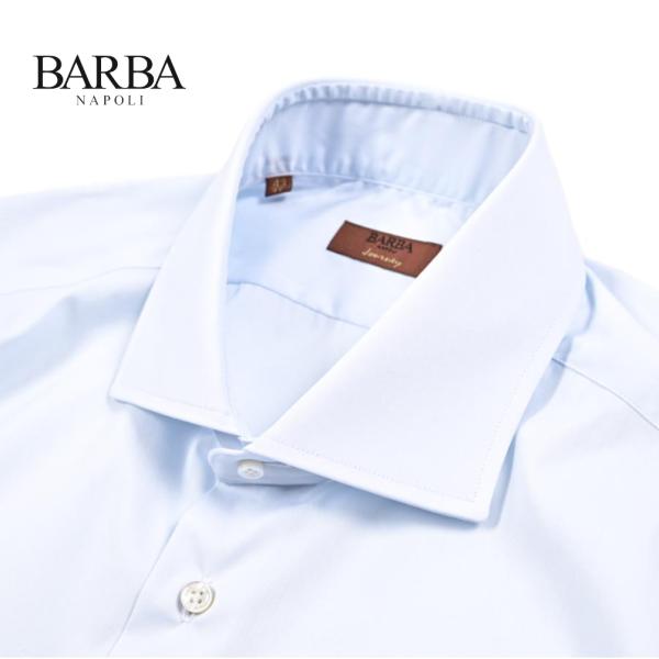 ブランド：BARBA / バルババルバ BARBA  JOURNEY ドレスシャツ ワイシャツ ホリゾンタルカラー 長袖  メンズ コットン 100%  ライトブルー イタリア ブランド MADE IN ITALY サイズ：【43】国内参考...