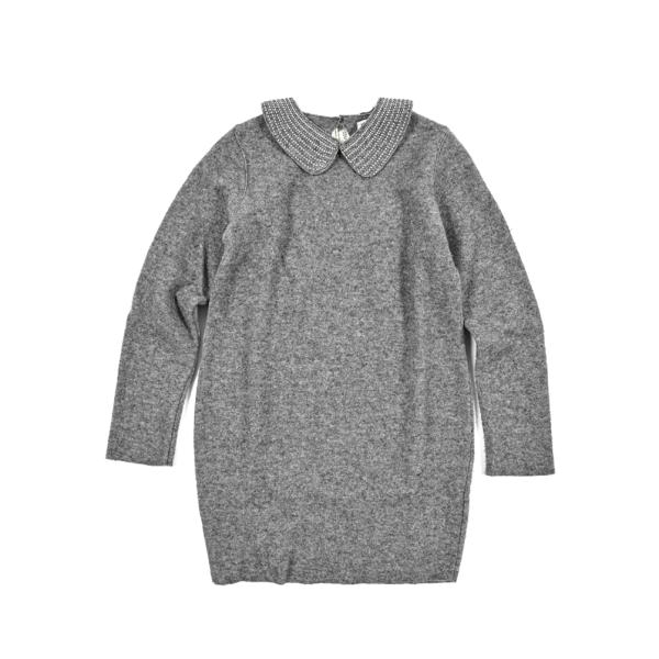カングラ Kangra ニットワンピース ビーズ付け襟 グレー 子供服 キッズ ジュニア 【サイズ4歳〜16歳】【メリノウール100%】国内参考価格：15,400円(税込)原産国：提供：【送料無料】【ラッピング無料】検索用：