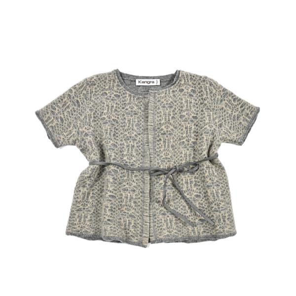 カングラ Kangra ニットカーディガン レース刺繍デザイン グレー 子供服 キッズ ジュニア 【サイズ6(6歳)】【メリノウール100%】国内参考価格：15,400円(税込)原産国：提供：【送料無料】【ラッピング無料】検索用：