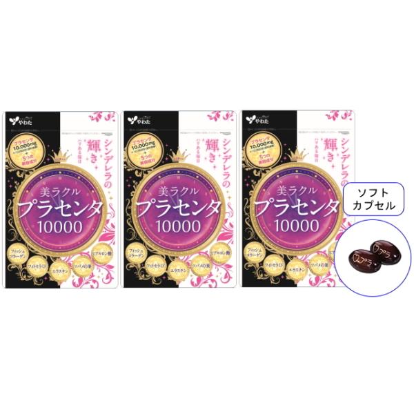 3袋セットが5％OFF！1日目安２粒あたり豚プラセンタ10,000mg（原料換算）配合。商品名 ： やわた 美ラクルプラセンタ10000 30日分／3袋セット プラセンタ サプリ フィッシュコラーゲン エラスチン 八幡物産※本商品は【メール...
