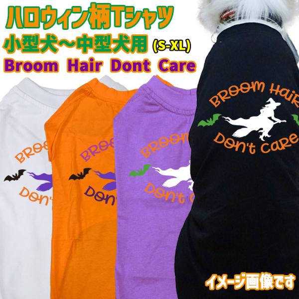 WANS PRINT/ワンズプリントハロウィン風プリント BROOM-HAIR-DONT-CARE ハロウィン柄/ハロウィン柄風/ハロウィンロゴHALLOWEEN/おもしろプリントドッグウェア、犬服、Tシャツ、tee、T-shirts超小型...
