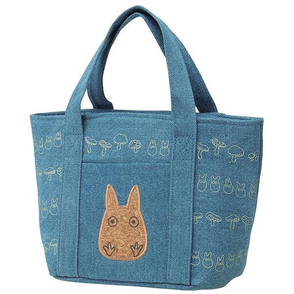 【コルク×デニム】ポケット付きランチバッグ●となりのトトロ●//キャラクター 弁当 ランチ お出かけ お出かけ 手提げかばん//