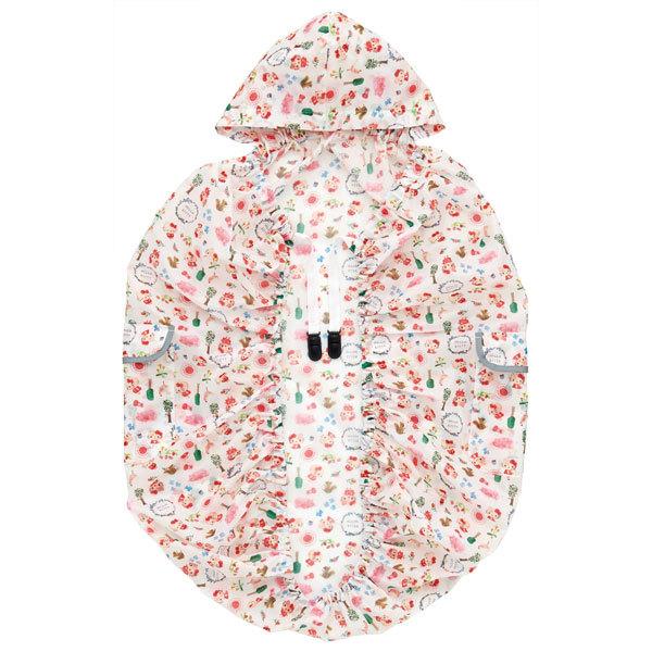 ベビーレインケープ●ハローキティ フォレストフレンズ●//レイングッズ レインカバー 雨具 梅雨 雨対策 風よけ 防寒 お出かけ 雨の日 外出 フード付き 収納袋付き 撥水 はっ水 2WAY キャラクター キティちゃん サンリオ Sanrio//