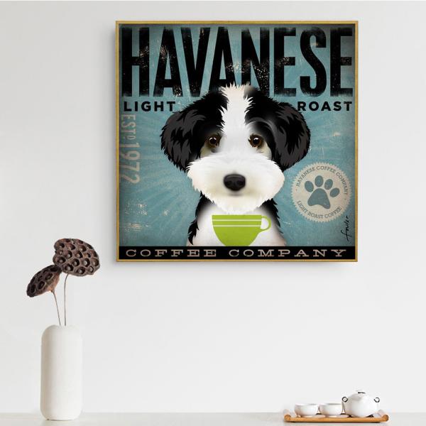 犬のアート。ハバニーズ 抽象画 おしゃれなアート ポスターでお部屋を演出！リビングルームや玄関など幅広くご利用いただけます！。ご注文前のご質問はお気軽に♪【サイズ】サイズは、オプションでご選択できます。【毎日の癒し】絵をお部屋に飾ると心が元...